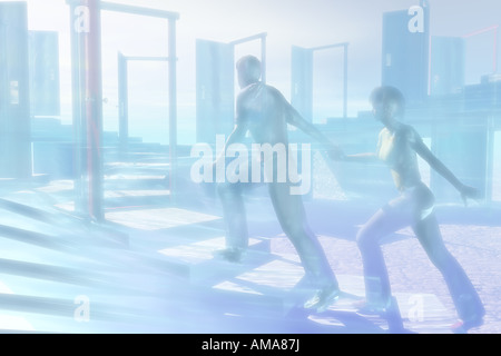 Couple facing multiple choices Stock Photo - Alamy