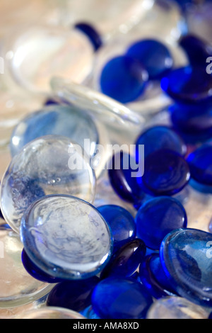 Glass discs in shades of blue and green, and clear Stock Photo - Alamy