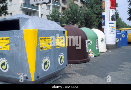 Germany Berlin separate containers for rubbish packaging glass and ...