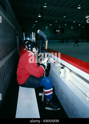 ice hockey players on bench Stock Photo - Alamy
