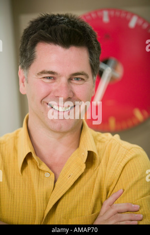 Portrait of Man in His Late 40's with Ginger hair and Moustache Smiling ...