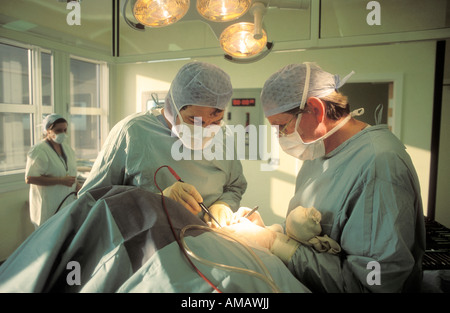 Surgeon undertaking operation at Chelsea and Westminster Hospital ...