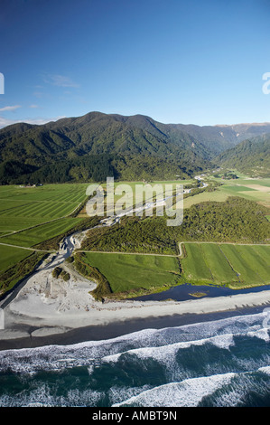 Pakiroa Beach and Farmland near Punakaiki West Coast South Island New ...