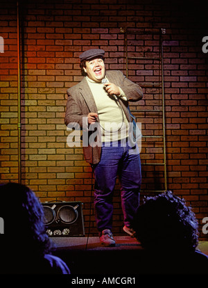 Microphone of comedian of stand up club or person invited for popular ...