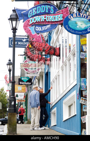 Shops along Main Street, Bar Harbor, Maine Stock Photo - Alamy