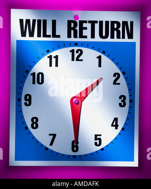 Will return sign Stock Photo - Alamy