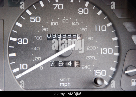 Odometer clock ticking over from 99 999 to 100 000 miles Stock Photo ...