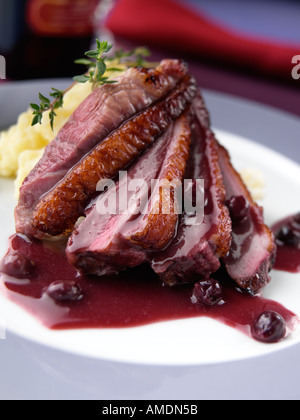 a serving of duck with mashed potato Stock Photo - Alamy