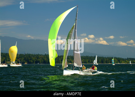 Martin 243 yacht sailing with spinnaker Vancouver Stock Photo - Alamy
