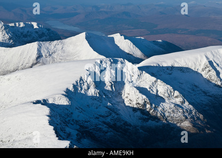 Aonach Mor, (L) Carn Mor Dearg (centre) and Ben Nevis (R) from the ...