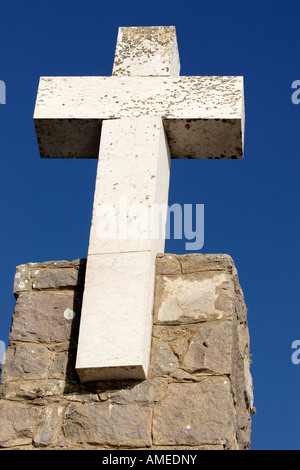 Stone Cross atop monument at Cabo Da Roca, Portugal Stock Photo - Alamy