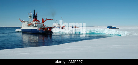 the research ship Polarstern in the Antarctica at discharge, Antarctica ...