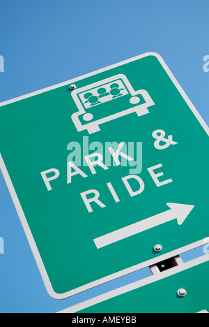 Park and ride sign alerts commuters to public car pools Stock Photo - Alamy