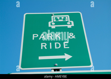 Park and ride sign alerts commuters to public car pools Stock Photo - Alamy