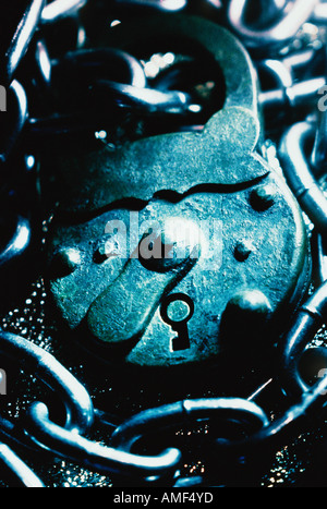 closeup view of padlock and chain link fence at power substation Stock ...