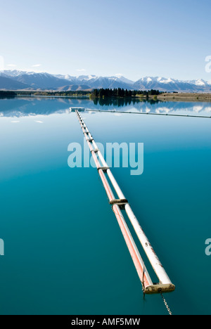 Floating boom at Lake Ruataniwha hydroelectric power spillway Stock ...