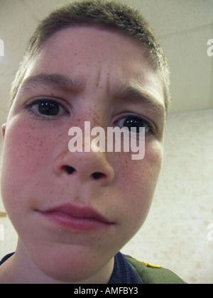 Anxious boy 7-10 years Stock Photo - Alamy