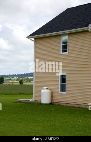 Propane fuel tank outside a house with supply line Stock Photo: 8714743 ...