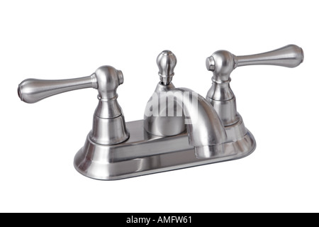 Metallic faucet isolated on white Stock Photo - Alamy