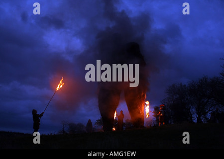 Burning of the Wicker Man ceremony at Archaeolink in Aberdeenshire ...