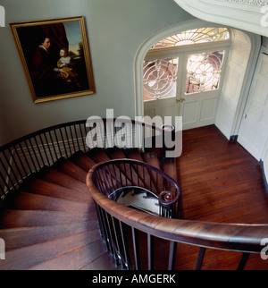 Spiral staircase inside the historic Nathaniel Russell House ...