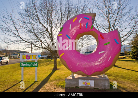The Simpsons doughnut sculpture in the town of Springfield New Zealand ...