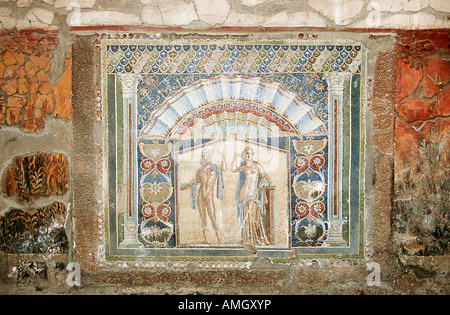 Wall Mosaic of Neptune and Amphitrite, House of Neptune and Stock Photo ...