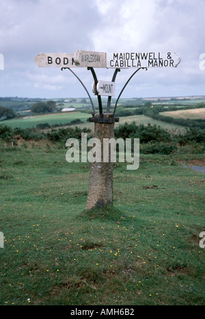Old road sign to Bodmin in Cornwall Stock Photo - Alamy