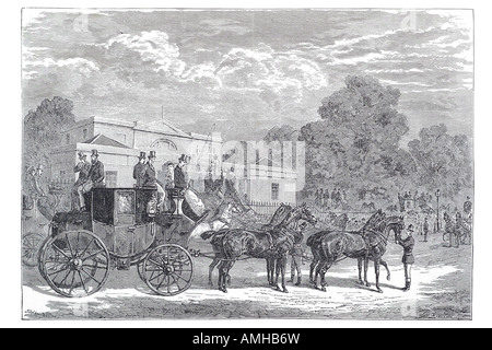 Four-in-hand carriage, 19th century illustration Stock Photo - Alamy