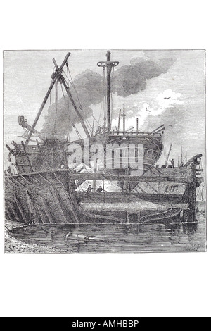 Floating dock, Deptford 1820 Stock Photo - Alamy