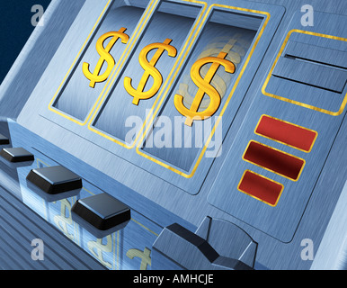 Blue Slot Machine Casino Game Banner with Copy Space. 3D Rendered ...
