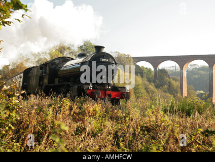 Train with steam locomotive heading to Whitby on the North York Moors ...