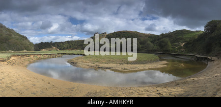 Dunes, Pennard Pill and Pennard Castle, Gower, Wales , UK Stock Photo ...