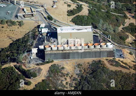 Aerial view of geothermal power production plant. Geothermal power ...