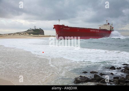 A large commercial bulk carrier cargo ship anchored in the Gulf of ...