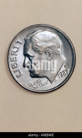 the dime coin, American money coin of 10 ten cents 1977 features the ...