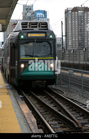 Green Line Subway MBTA Train at Science Park Station Boston MA USA ...