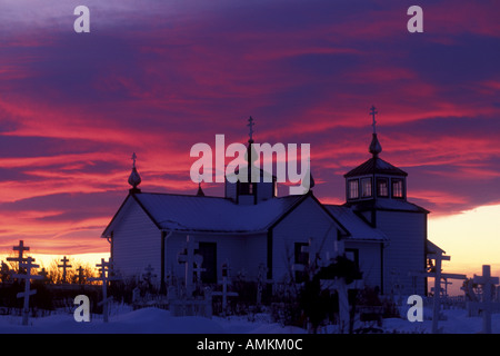 Russian Orthodox Church @ Ninilchik @ Sunset KP AK Summer Stock Photo ...