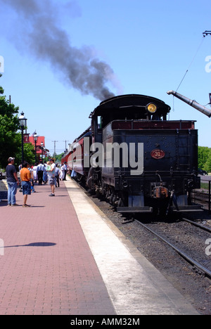 Strasburg, Pennsylvania: A vintage steam locomotive with its engineer ...
