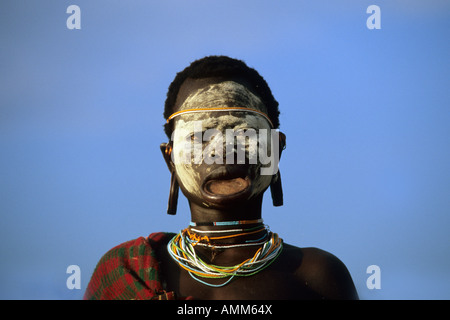 Portrait of colorful Surma women Stock Photo - Alamy