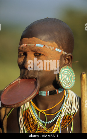 Portrait of colorful Surma women Stock Photo - Alamy