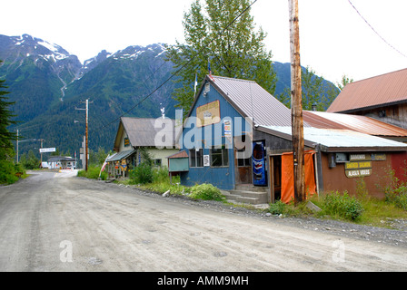 United States, Alaska, Hyder, historic border station, obelisk marks ...