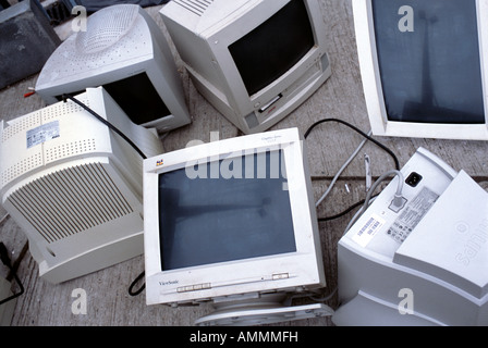 Electronic scrap: old computer monitors Stock Photo - Alamy