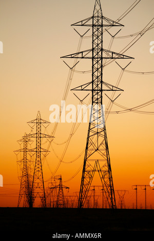 Power transmission lines along Columbia River in Northern Oregon Stock ...