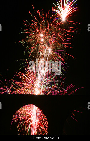 Fireworks explode in the sky above the Washington Monument as the ...