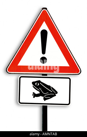Sign 'Caution frogs', toad migration, traffic sign, warning sign ...