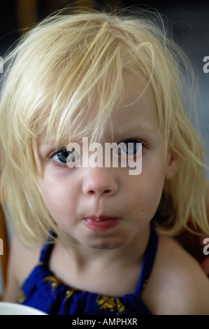 Baby girl with lovely face, big eyes and cute face gesture. Toddler ...