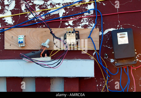 Poor electrical wiring Stock Photo - Alamy