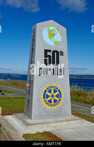 The 50th Parallel identification marker at Campbell River Vancouver ...