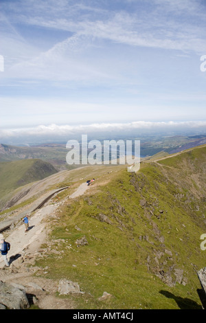The Miners Track footpath from the top of Snowdon, Snowdonia National ...
